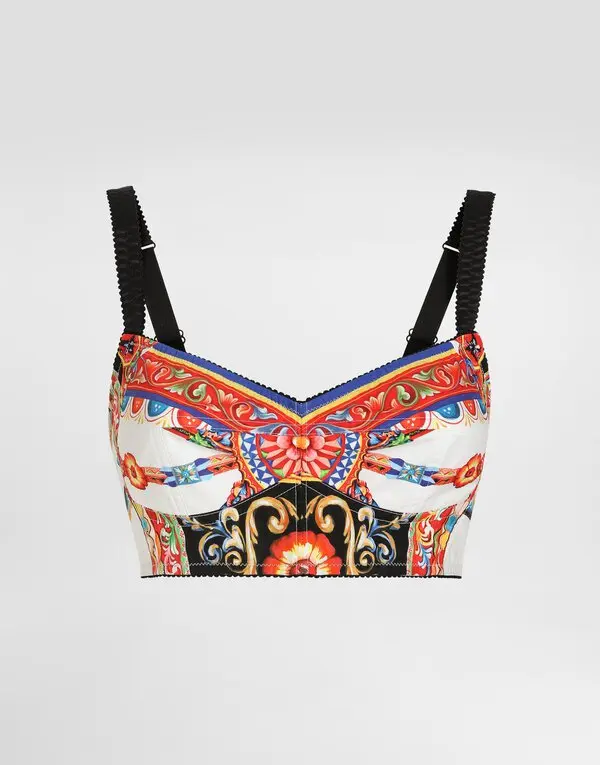 Dolce & Gabbana Carretto-print Poplin Top Shirts And Tops Multi-colored - Multicolor