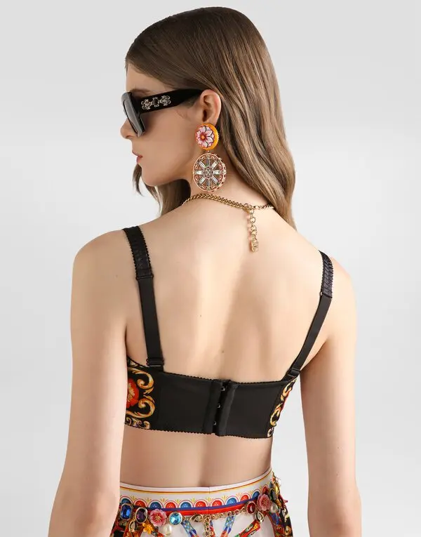 Dolce & Gabbana Carretto-print Poplin Top Shirts And Tops Multi-colored