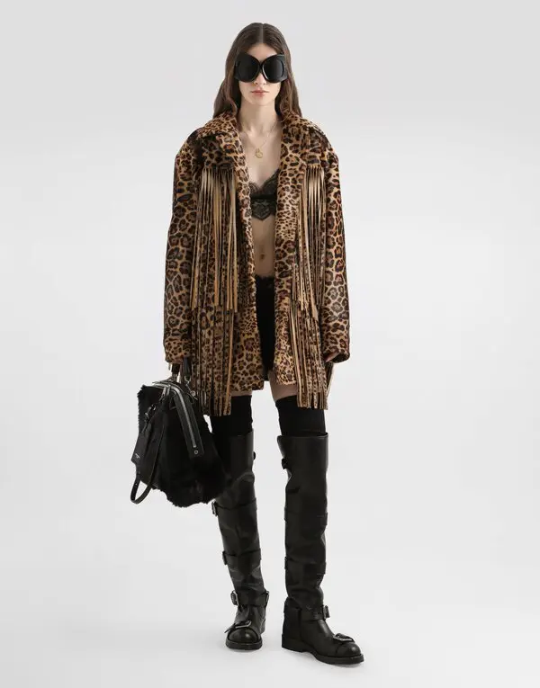 Dolce & Gabbana Leopard-print Fringed Jacket Coats And Jackets Multi-colored