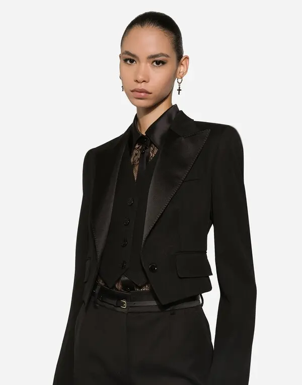 Dolce & Gabbana Short Wool Gabardine Jacket With Vest Blazers