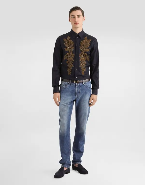 Dolce & Gabbana Logo-print Martini Poplin Shirt Shirts