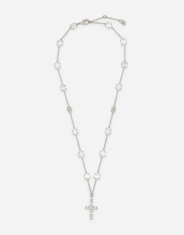 Dolce & Gabbana Rosary-style Necklace With Rhinestone-detailed Crosses Bijoux - Crystal