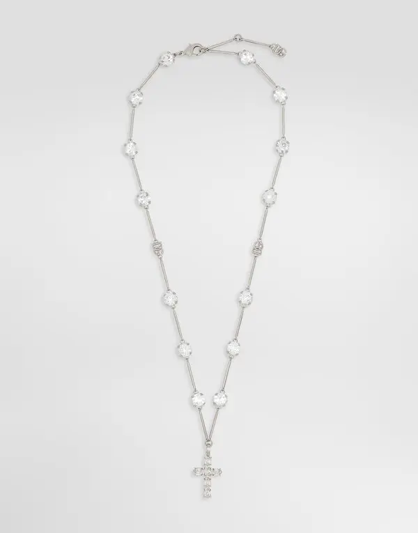 Dolce & Gabbana Rosary-style Necklace With Rhinestone Crosses - Crystal