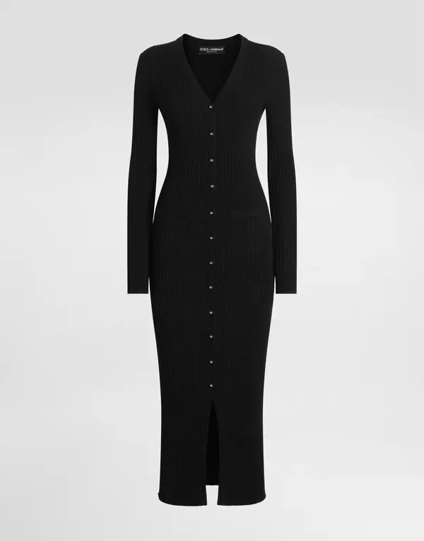 Dolce & Gabbana Long Ribbed Wool Cardigan Sweaters And Cardigans