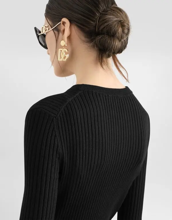Dolce & Gabbana Long Ribbed Wool Cardigan Sweaters And Cardigans
