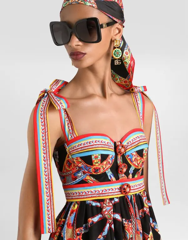 Dolce & Gabbana Carretto-print Poplin Dress Dresses Multi-colored - Multicolor