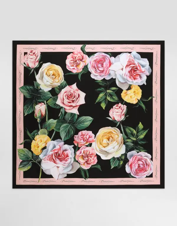 Dolce & Gabbana Rose And Peony- Silk Twill Foulard Scarves And Silks - Print
