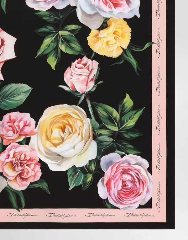 Dolce & Gabbana Rose And Peony- Silk Twill Foulard Scarves And Silks - Print