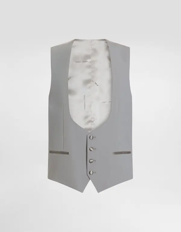 Dolce & Gabbana Micro-rib Tuxedo Vest - Grey