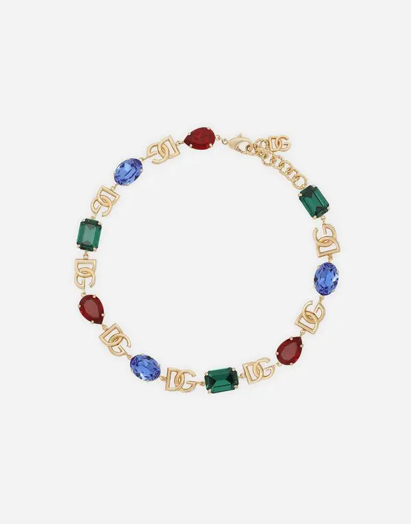 Dolce & Gabbana Necklace With Dg Logo And Multi-colored Crystals Bijoux Multi-colored Metal - Multicolor