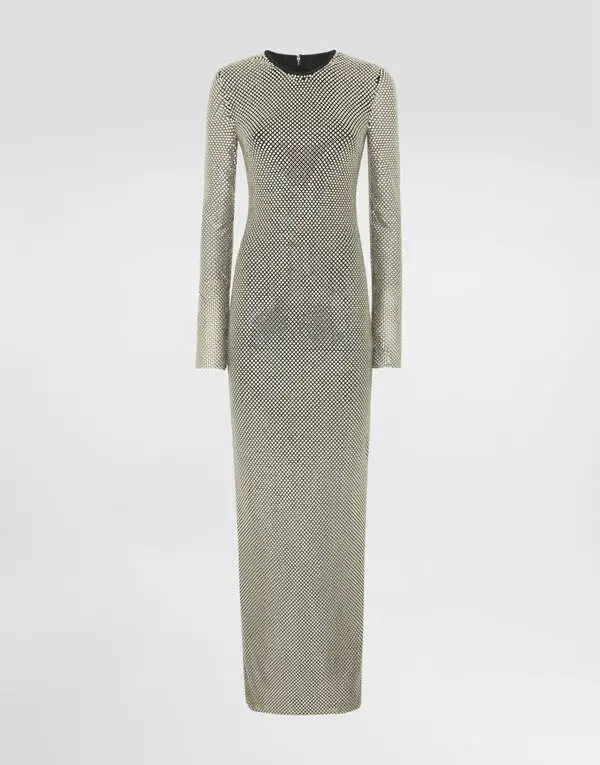 Dolce & Gabbana Long Crystal Mesh Dress Dresses - Gold