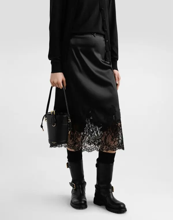 Dolce & Gabbana Capri Bucket Bag In Canvas And Leather - Black