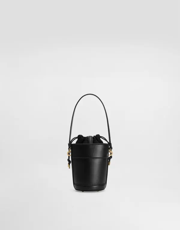 Dolce & Gabbana Capri Bucket Bag In Canvas And Leather - Black