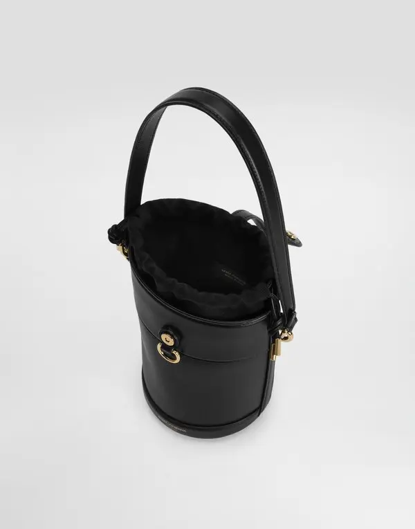 Dolce & Gabbana Capri Bucket Bag In Canvas And Leather - Black