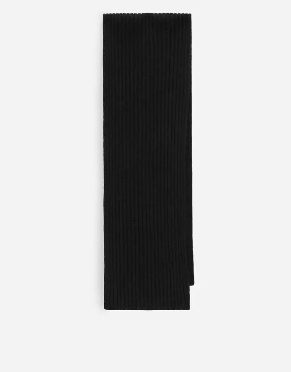 Dolce & Gabbana Ribbed Knit Scarf With Logo Tag Accessories Wool
