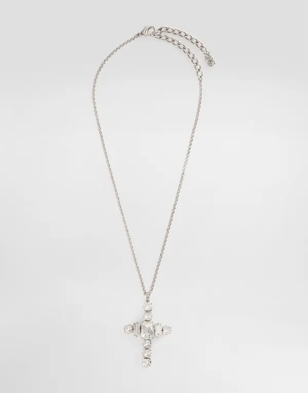 Dolce & Gabbana Cross Necklace With Rhinestones Bijoux Metal - Silver