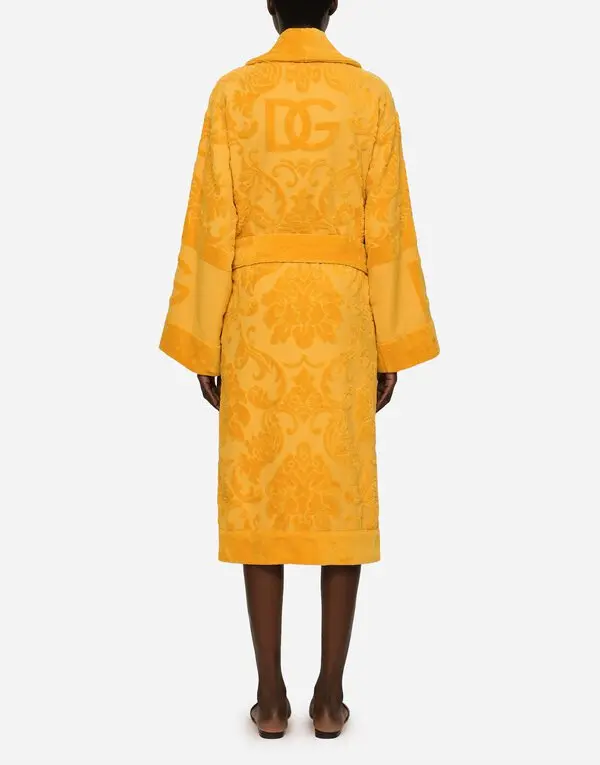 Dolce & Gabbana Bath Robe In Terry Cotton Jacquard Monochrome Bathrobes