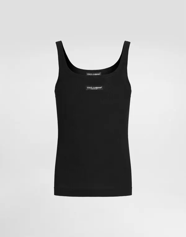 Dolce & Gabbana Ribbed Tank Top Collection Cotton - Black