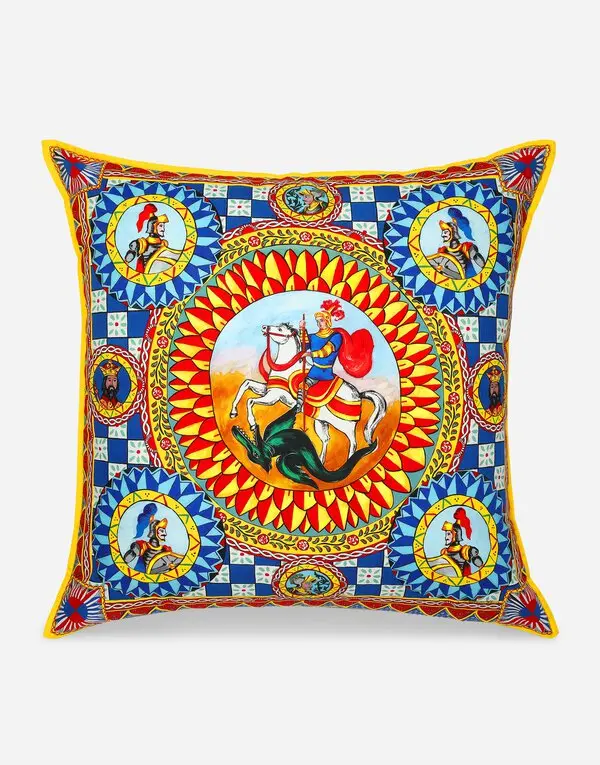 Dolce & Gabbana Canvas Cushion Extra Large Large Cushions - Multicolor