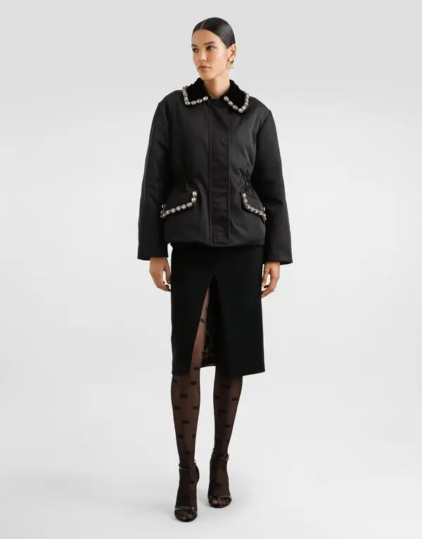 Dolce & Gabbana Nylon Jacket With Embossed Logo Coats And Jackets
