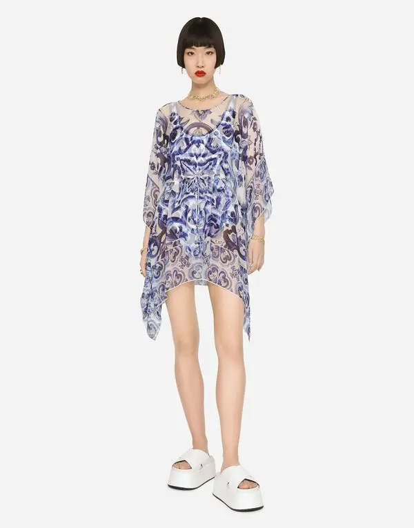 Dolce & Gabbana Majolica-print Chiffon Caftan