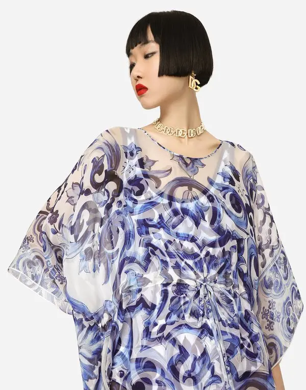 Dolce & Gabbana Majolica-print Chiffon Caftan