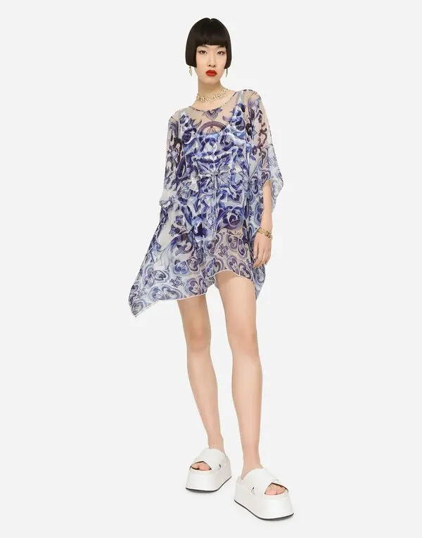 Dolce & Gabbana Majolica-print Chiffon Caftan