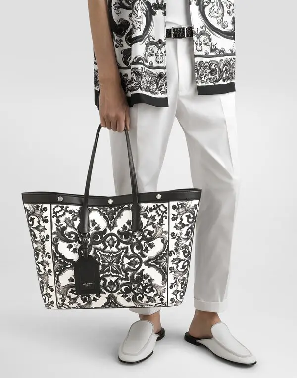 Dolce & Gabbana Shell-print Calfskin Shopping Bag Shoppers