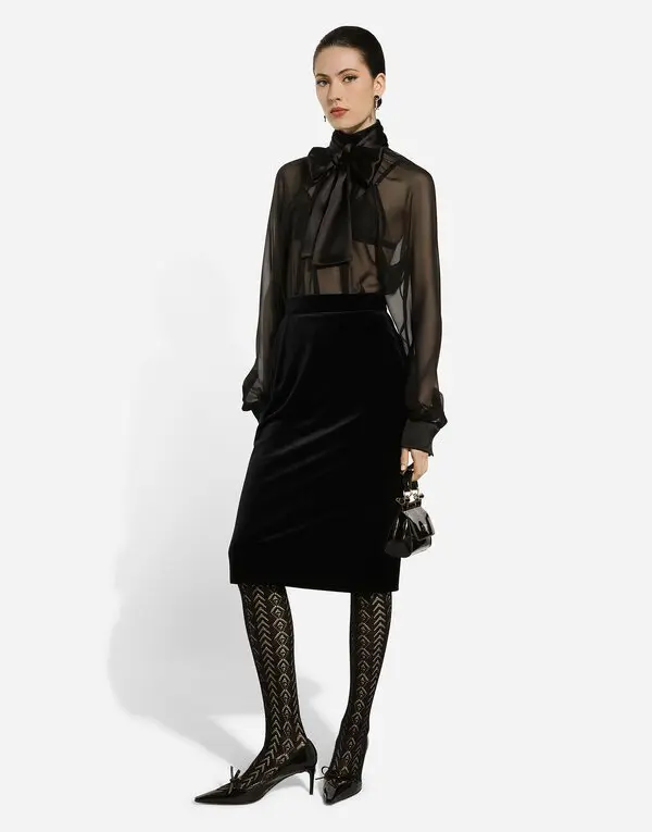 Dolce & Gabbana Velvet Midi Pencil Skirt