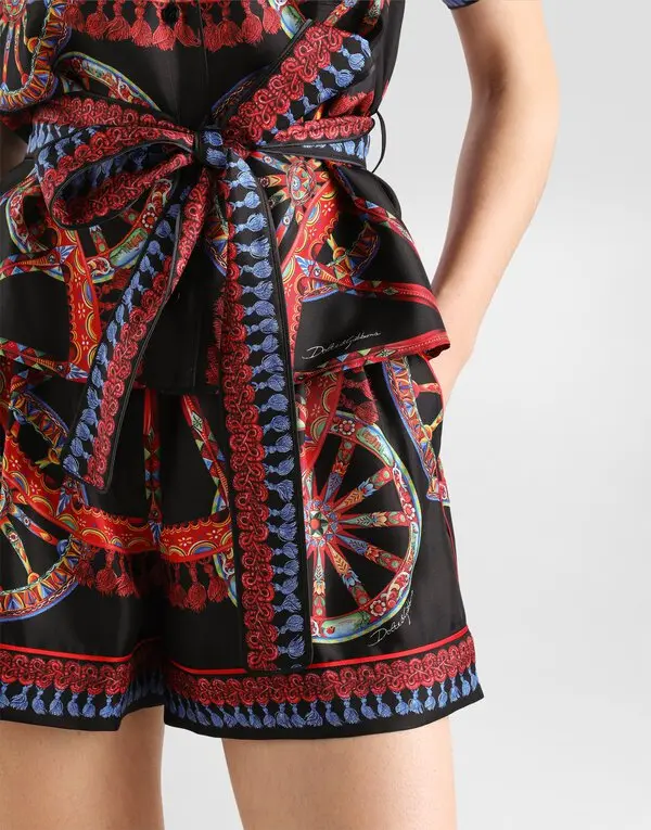 Dolce & Gabbana Carretto-print Silk Bermuda Shorts