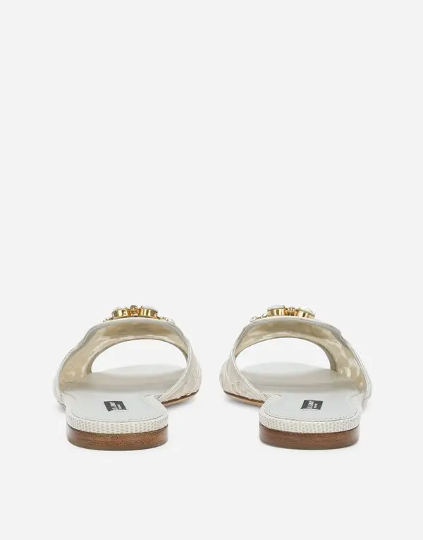 Dolce & Gabbana Lace Embellished Slides - Grey