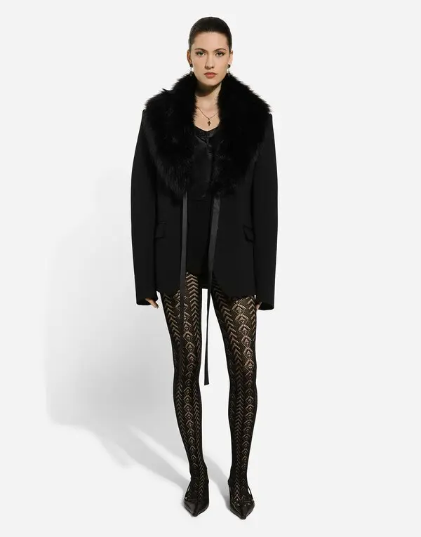 Dolce & Gabbana Wool Jacket With Faux Fur Collar Blazers Wool