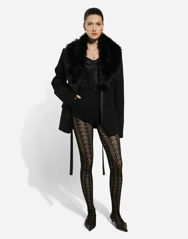 Dolce & Gabbana Wool Jacket With Faux Fur Collar Blazers Wool