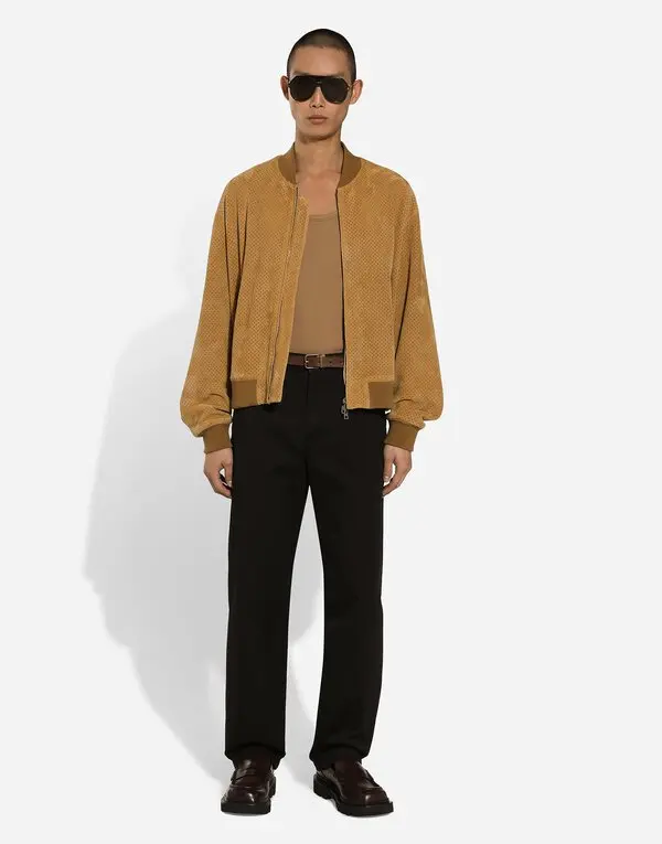 Dolce & Gabbana Perforated Suede Jacket Coats And Jackets