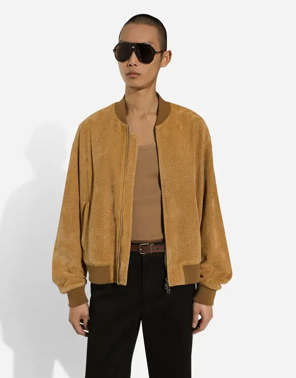 Dolce & Gabbana Perforated Suede Jacket Coats And Jackets