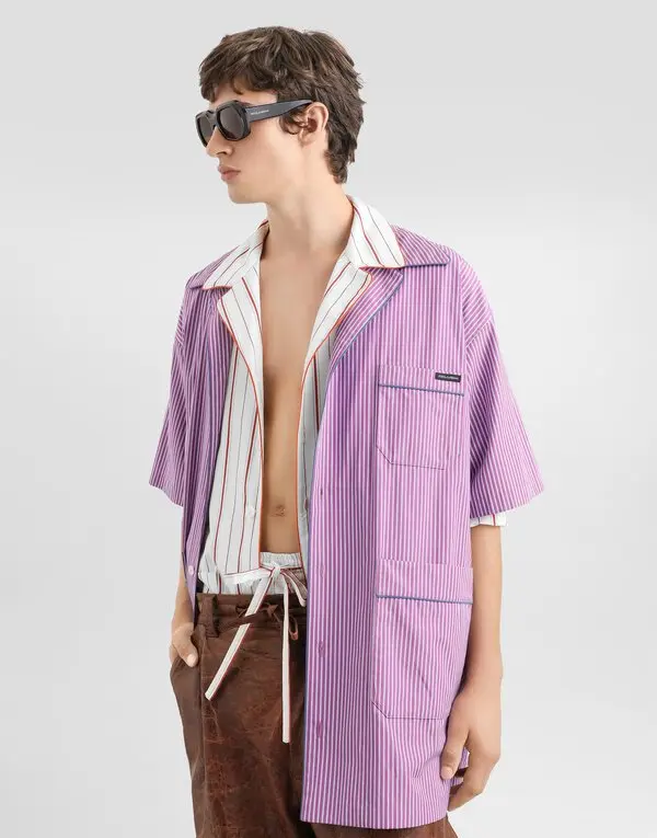 Dolce & Gabbana Hawaii Striped Poplin Shirt Shirts