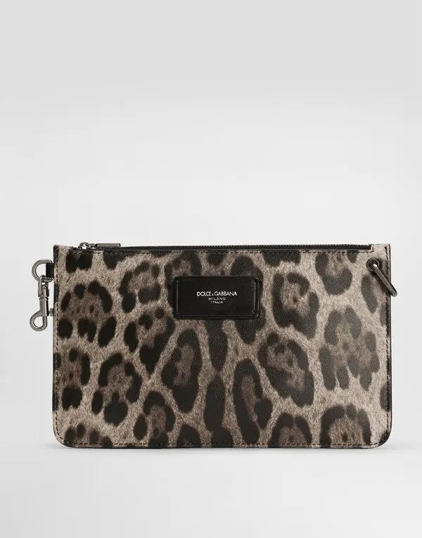 Dolce & Gabbana Calfskin Toiletry Bag Briefcase And Clutches Animal - Print