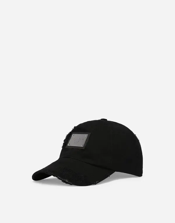Dolce & Gabbana Cotton Twill Baseball Cap Hats And Gloves Cotton - Black