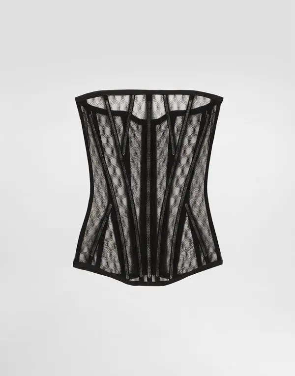 Dolce & Gabbana Mesh Tulle Corset Shirts And Tops - Black
