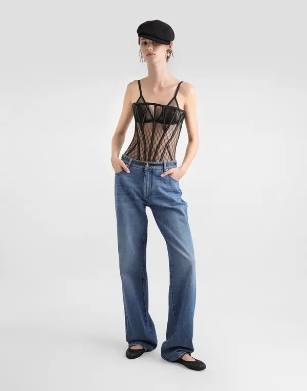 Dolce & Gabbana Mesh Tulle Corset Shirts And Tops