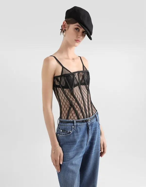 Dolce & Gabbana Mesh Tulle Corset Shirts And Tops