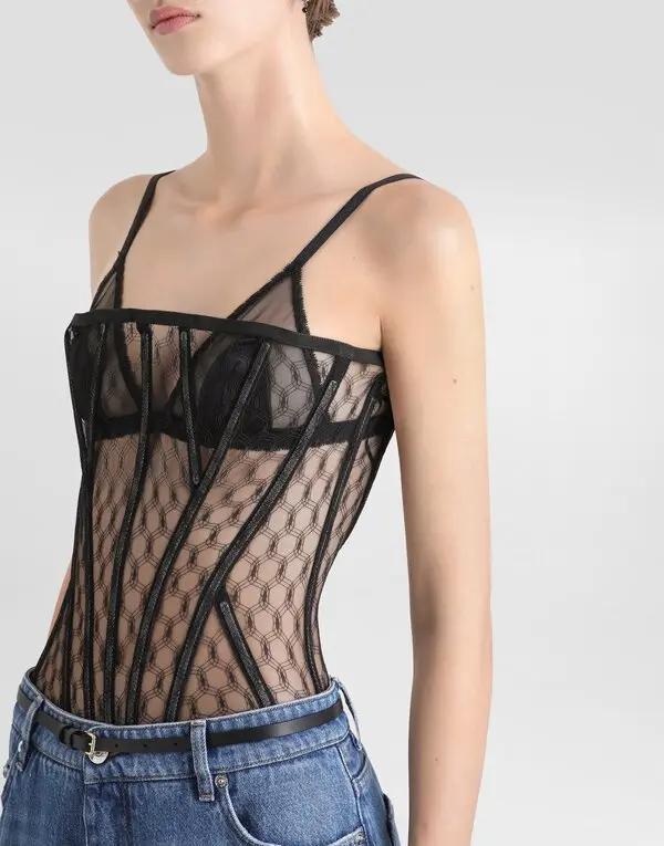 Dolce & Gabbana Mesh Tulle Corset Shirts And Tops