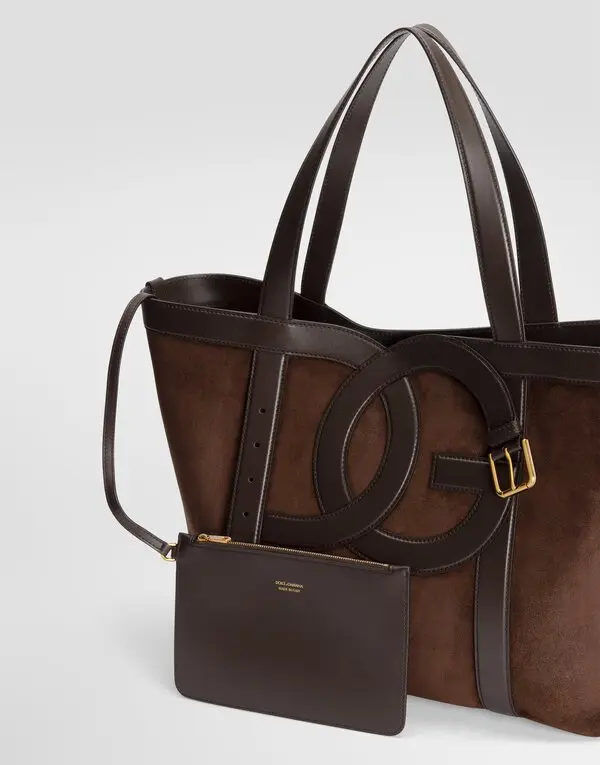 Dolce & Gabbana Majolica Print Canvas And Calfskin Shopping Tote