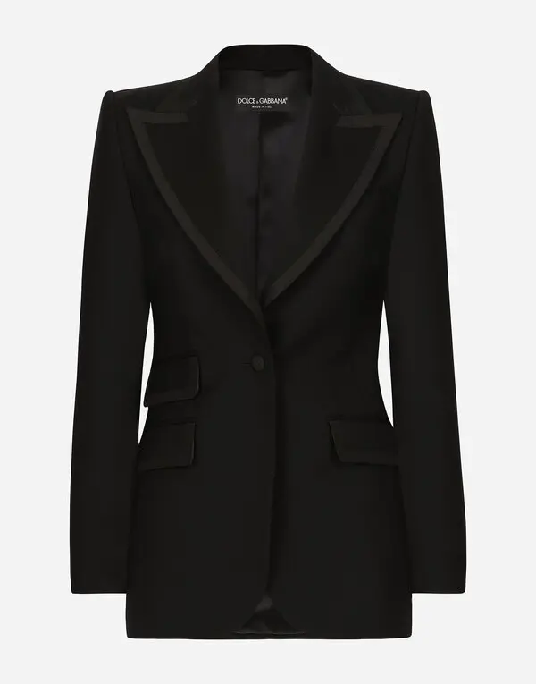Dolce & Gabbana Single-breasted Twill Turlington Tuxedo Jacket Blazers - Black