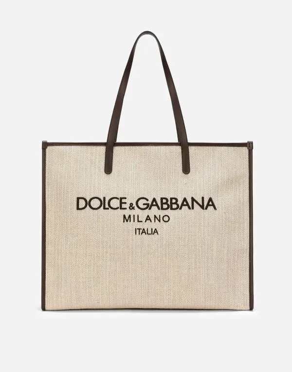 Dolce & Gabbana Large Canvas Shopper With Milano Logo - Beige