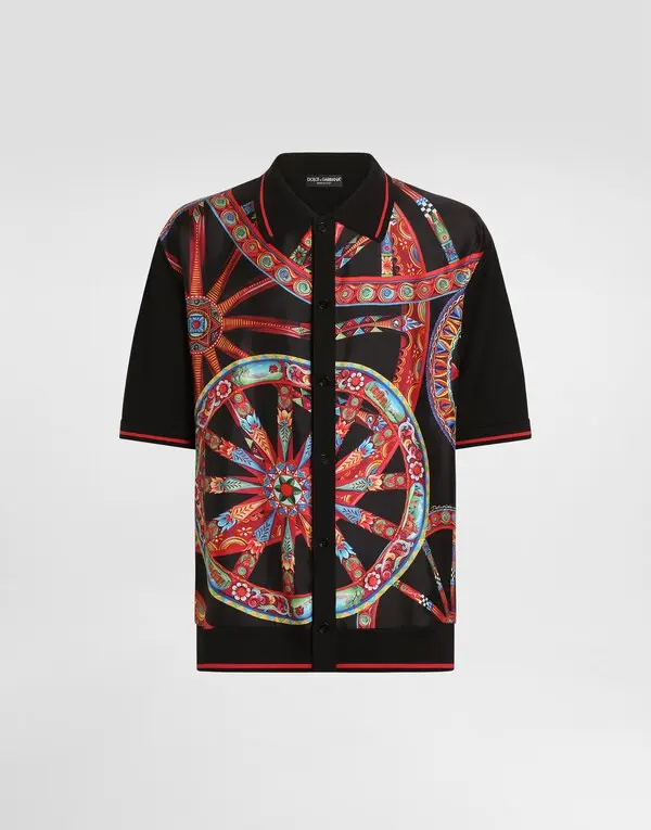 Dolce & Gabbana Carretto-print Silk Shirt Sweaters And Cardigans - Multicolor