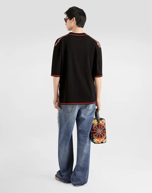 Dolce & Gabbana Carretto-print Silk Shirt Sweaters And Cardigans