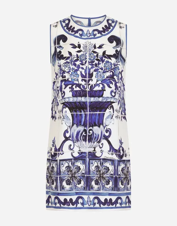 Dolce & Gabbana Majolica Print Charmeuse Sleeveless Top