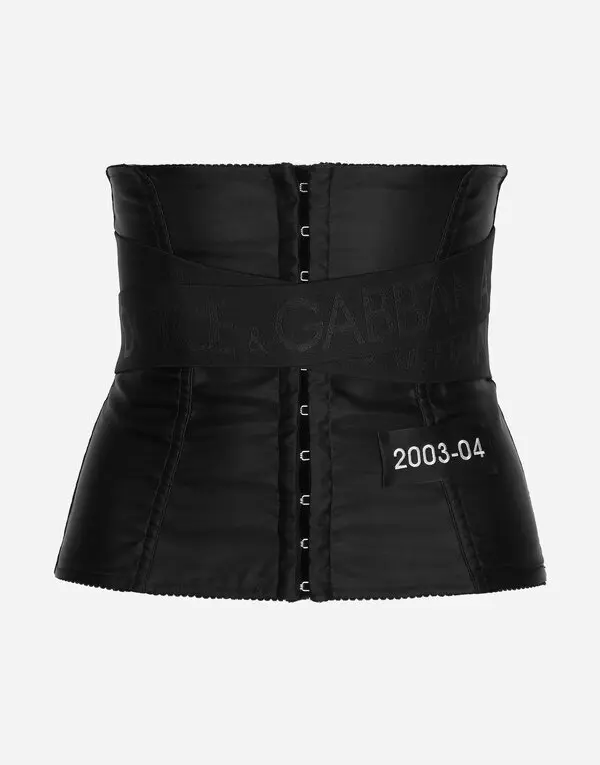 Dolce & Gabbana Corset-style Belt With Branded Stretch Crossover Bands Belts Satin - Black