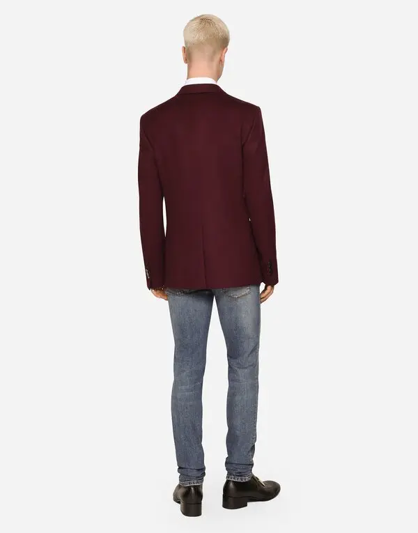Dolce & Gabbana Double-breasted Wool And Cashmere Jacket With Dg Patch Suits And Blazers Multi-colored Wool